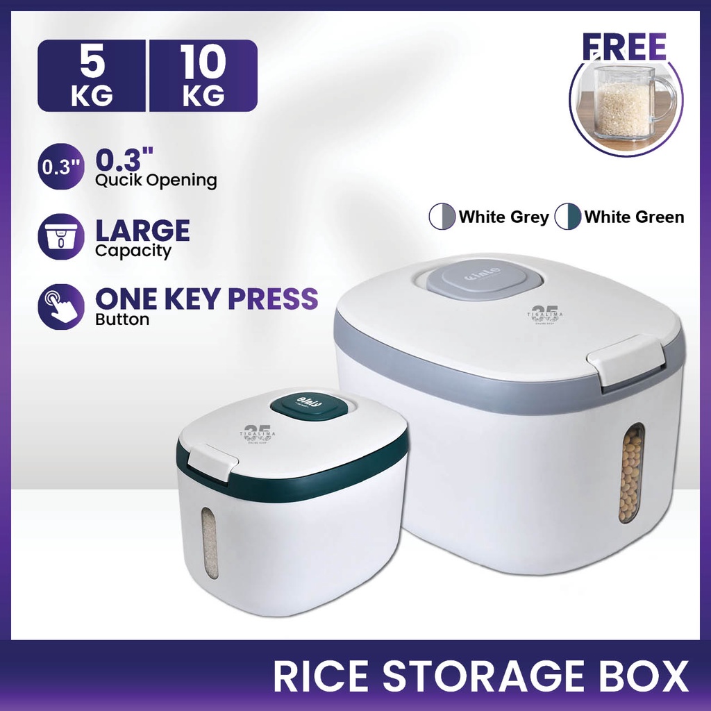 Rice Storage Box 5KG / 10KG Rice Dispenser Container Rice Container ...
