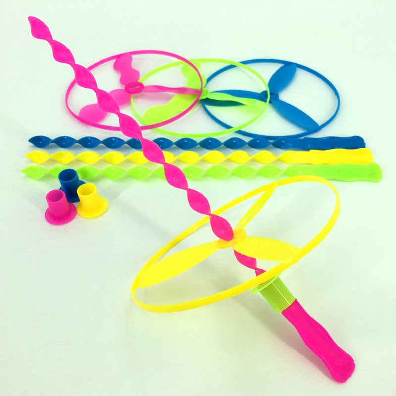Twisty Pull String Flying Saucers/Helicopters Plastic Hand Push ...