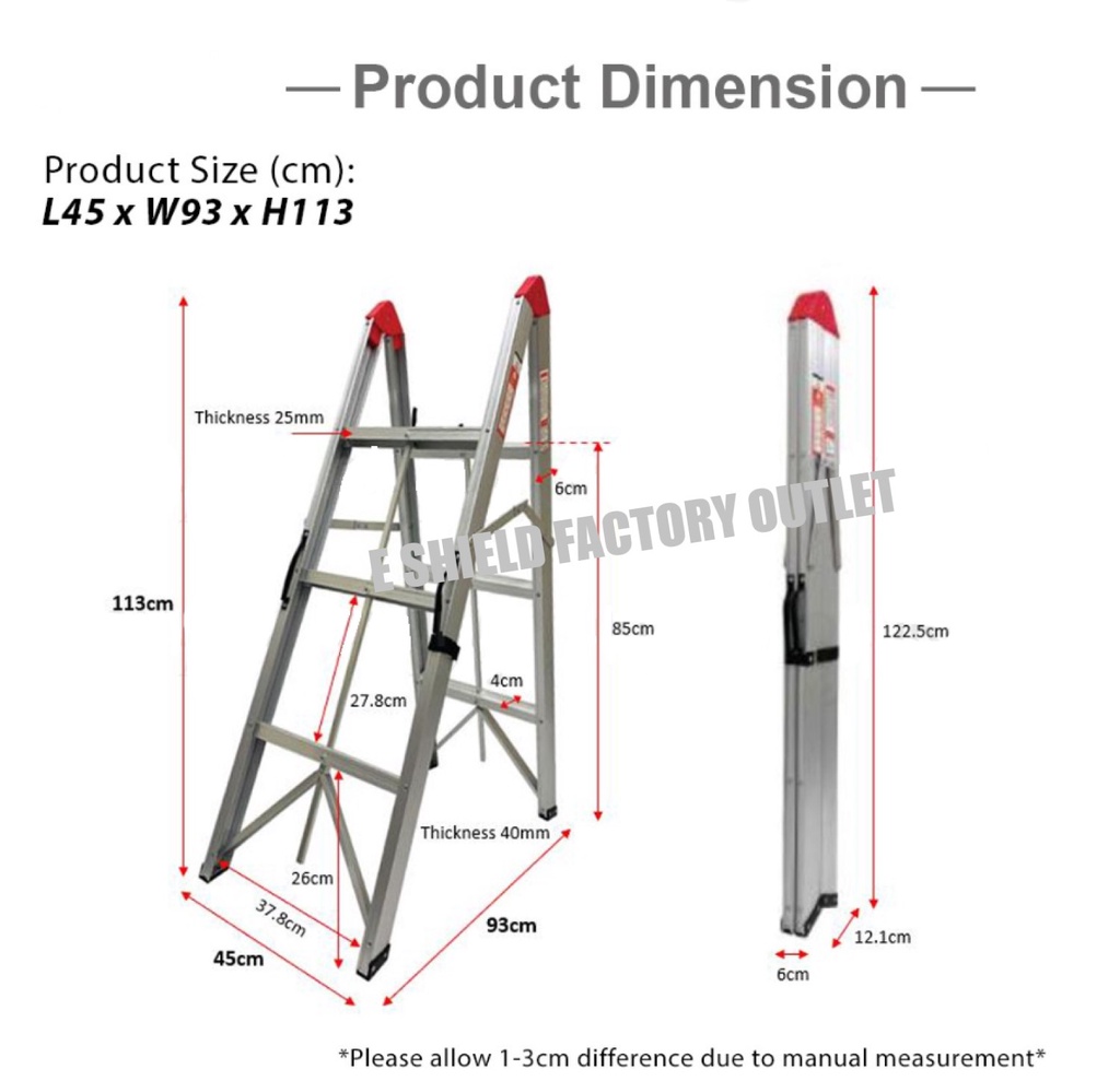 Stick Ladder 3 Steps Household Portable Ladder Easy to Carry Tangga ...