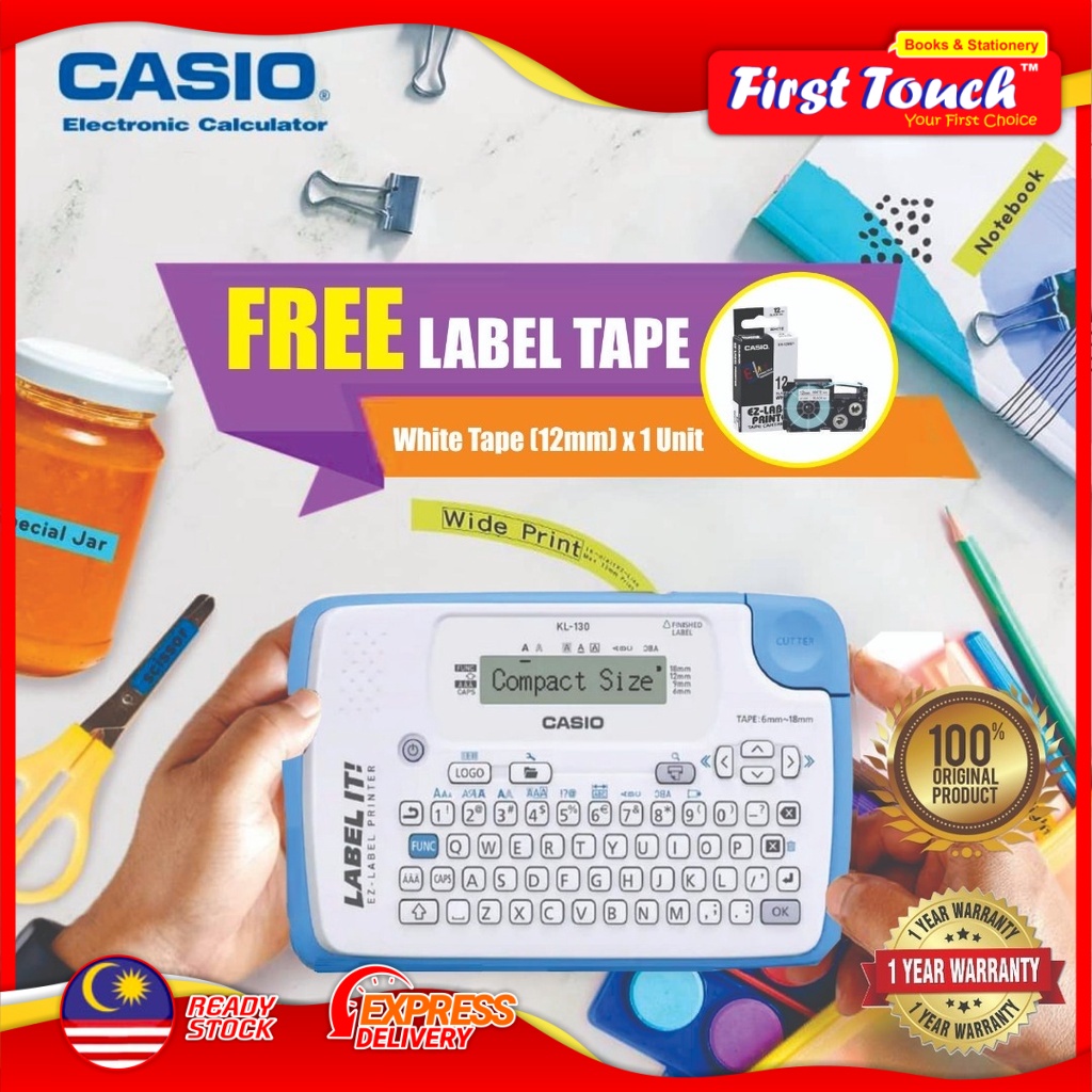 CASIO KL-130 EZ-Label Maker Label Printer OR Label Tape Selection Casio KL-130 Cartridag Casio ...