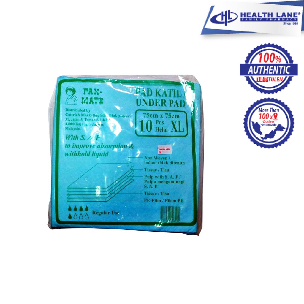Pan Mate Underpad - Size XL (75cm x 75cm/10's) | Shopee Malaysia