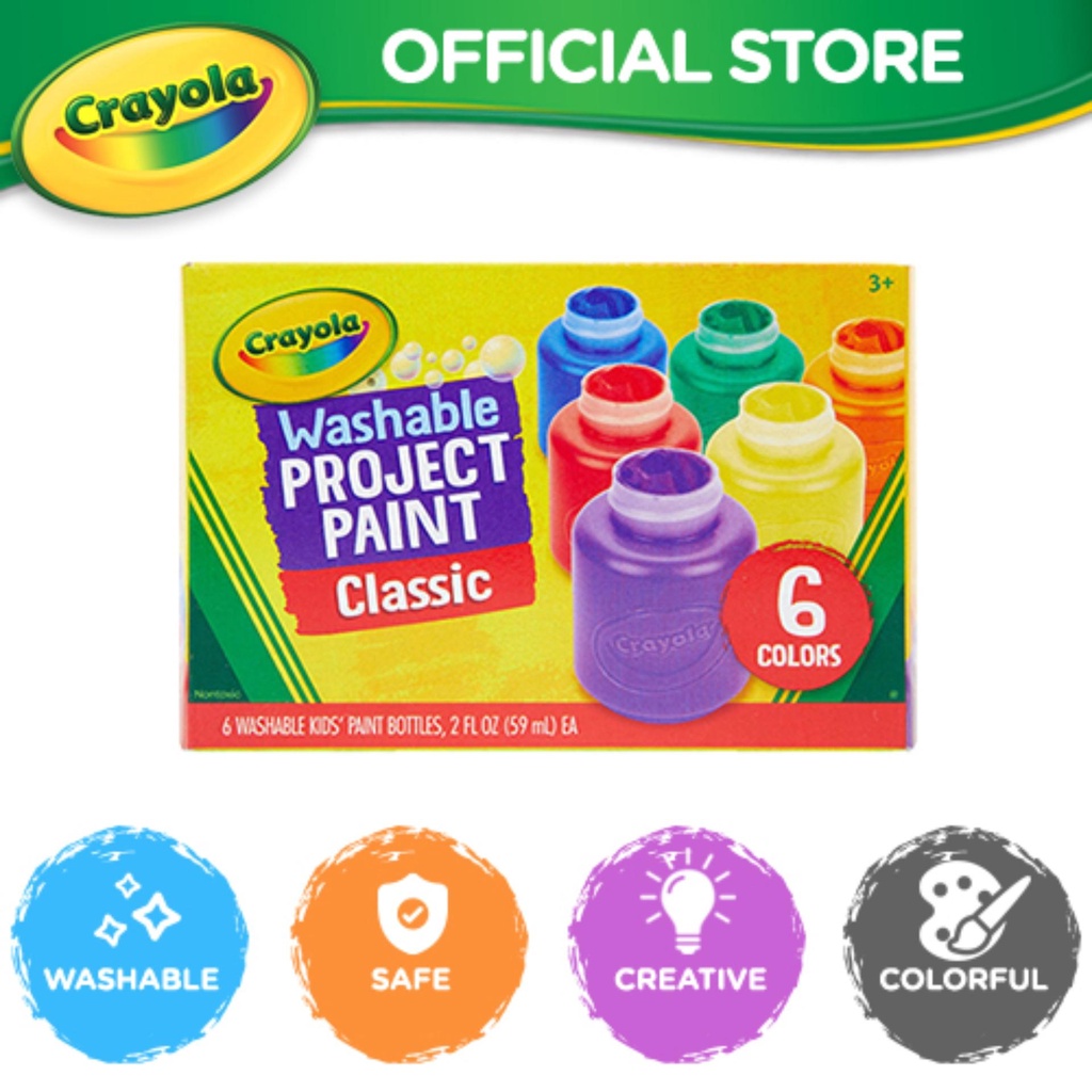 Crayola 6 Count 2oz Washable Kids Project Paint Mess Free Painting Easy ...
