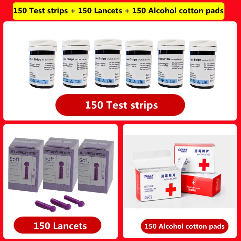 Medical Blood Glucose Test Strips and Lancets and Alcohol cotton pads ...