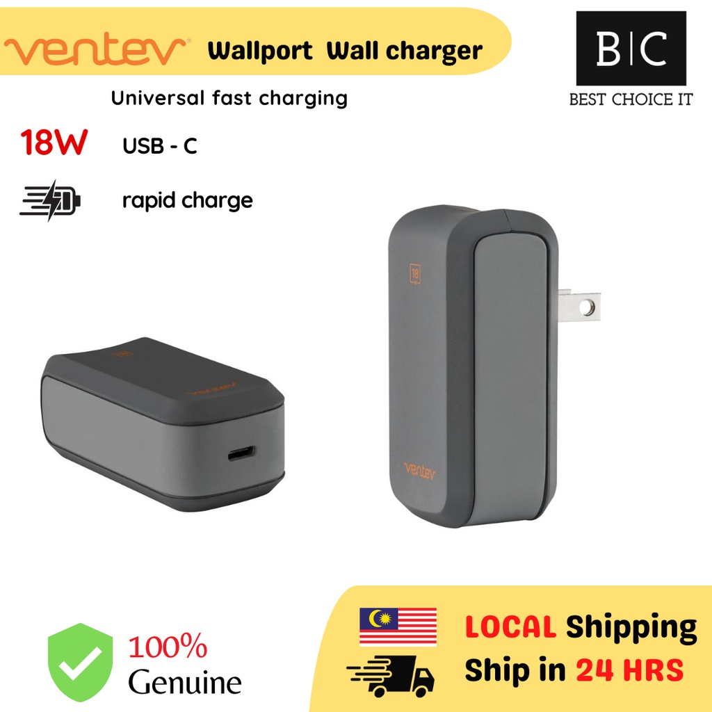 Ventev wallport PD1180 - Power adapter - 18 Watt (USB-C) | Shopee Malaysia