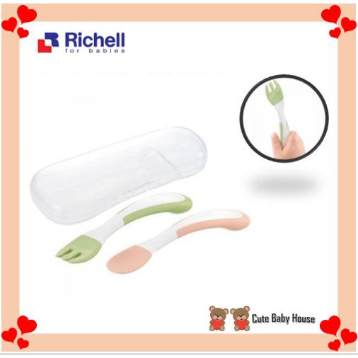 Richell TLI Easy Grip Spoon & Fork (with Case) | Shopee Malaysia
