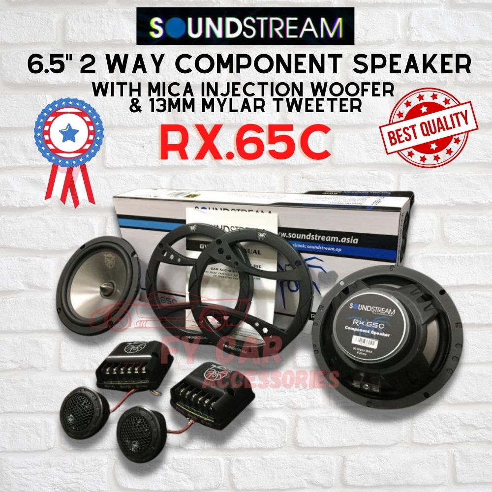 Soundstream RX.65C 6.5" 2 Way Component Speaker with Mica Injection Woofer & 13mm Mylar Tweeter ...