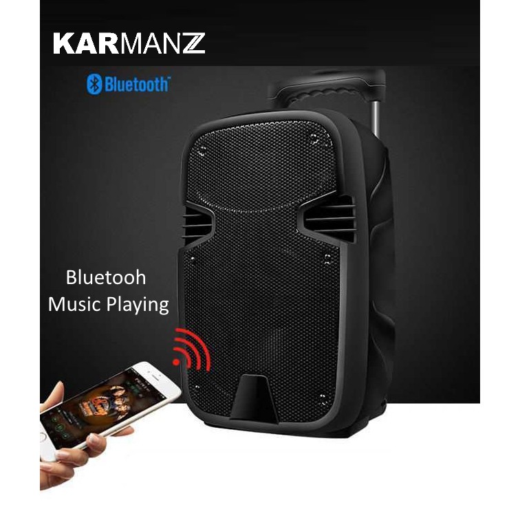 KARMANZ 15 inch Portable Trolley Speaker Amplifier Karaoke + 2 Wireless ...
