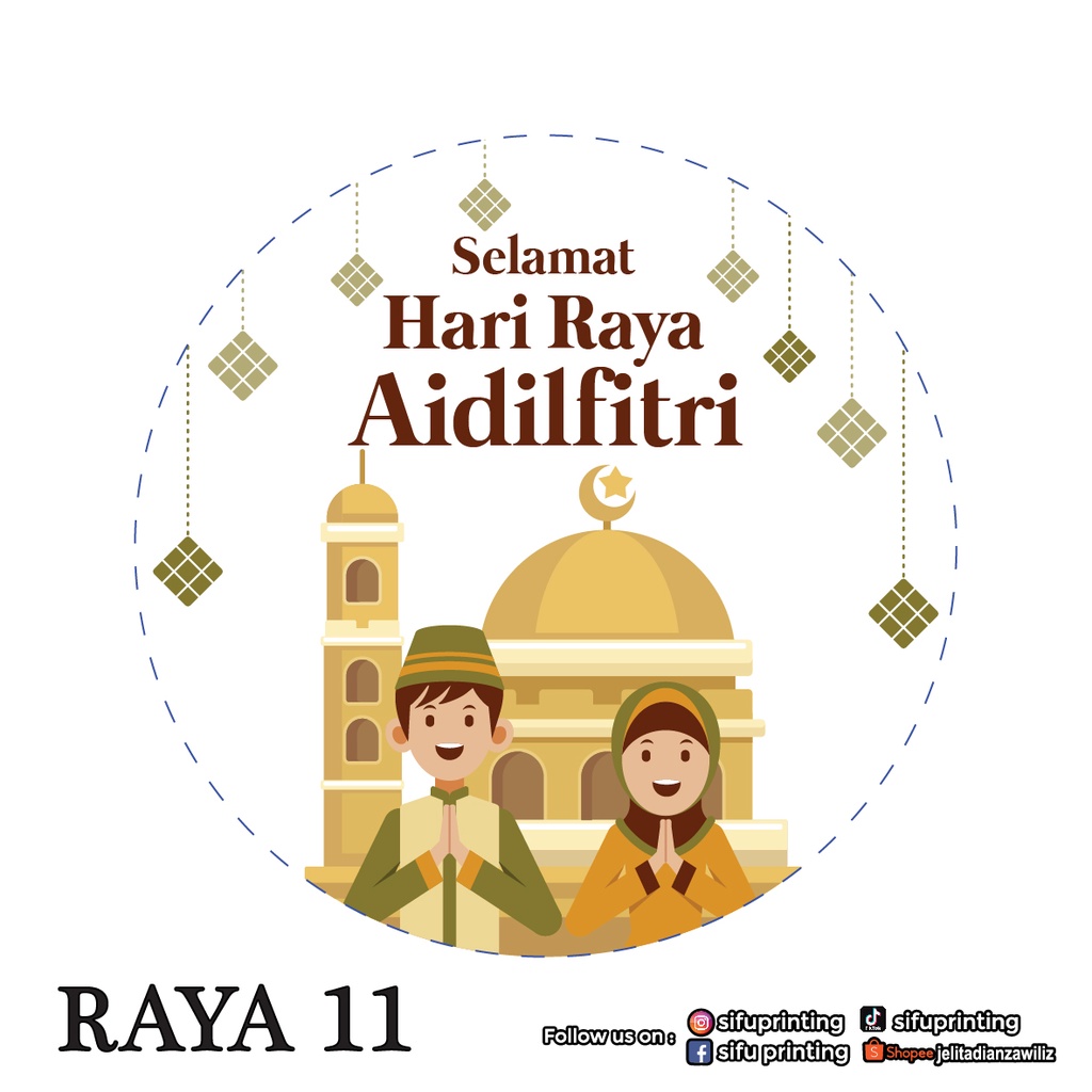 Sticker Hari Raya Aidilfitri Murah 2022 | 100pcs Transparent Sticker ...
