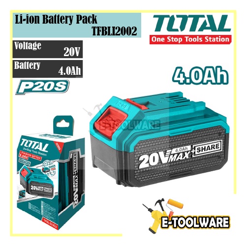 Total TFBLI2002 Li-ion Battery Pack 20V 4.0AH Battery | Shopee Malaysia