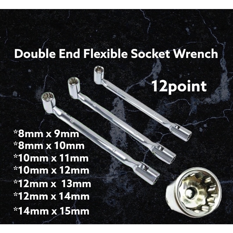 (12point) DOCKER/rEXTOOLS Double Flexible Socket Wrench/double comen ...