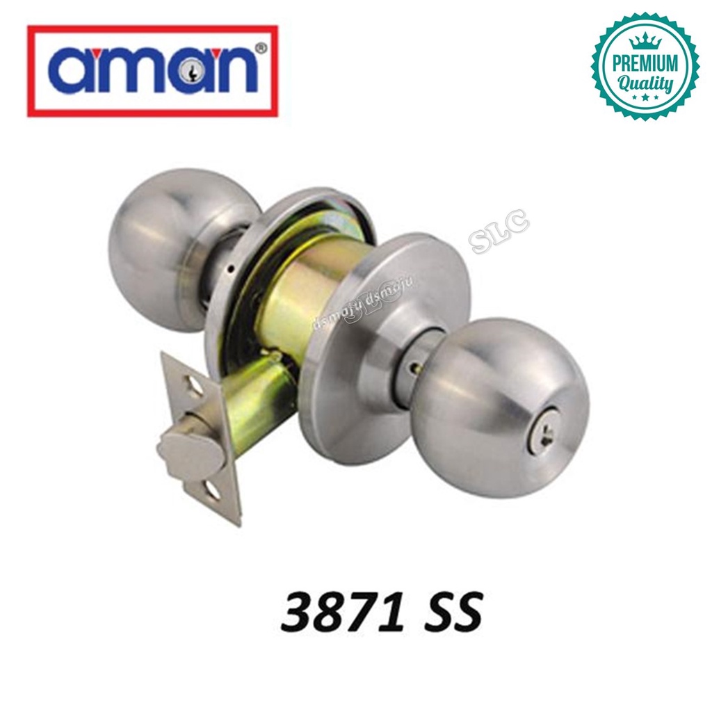 AMAN 3871 Premium Quality Cylindrical Door Lock Set Tombol Pintu Lock ...