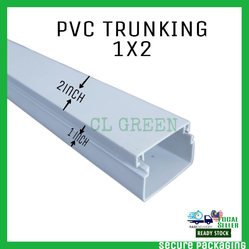 1"x2" PVC Trunking Casing Caping Electrical Wire 6ft for Internal ...