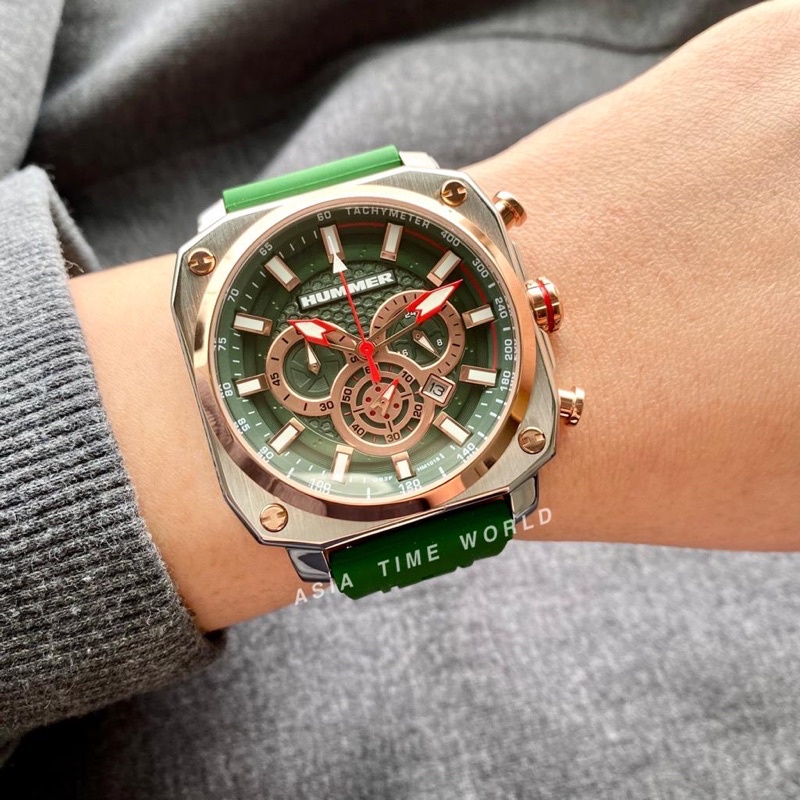 [Original] Hummer HM1018-1692C Chronograph Men Watch Green Silicon ...