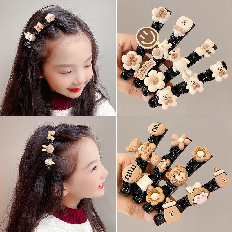 Korean Cute Coffee Bear Braid Hair Clip Baby Kids Hairpin Hair ...