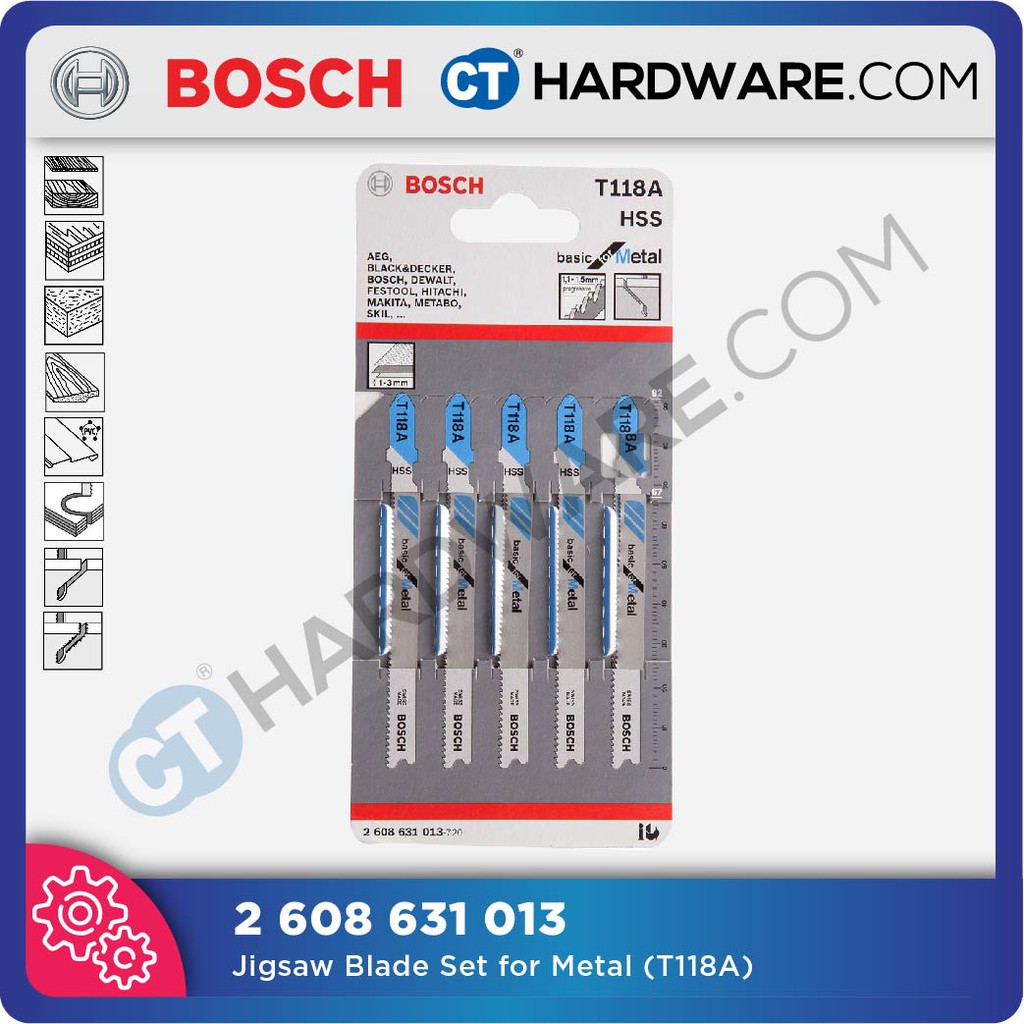 BOSCH T118A JIGSAW BLADE BASIC FOR METAL | STRAIGHT CUTS (2608631013 ...