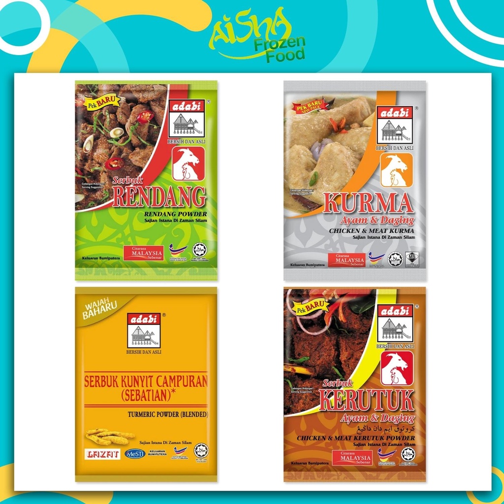 Adabi Kurma / Rendang / Kerutuk Ayam & Daging / Serbuk Kunit 24g - 250g ...