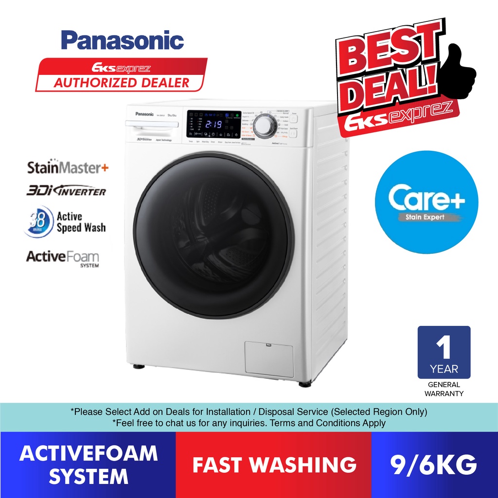 Panasonic Front Load Inverter Washer Dryer (9KG/6KG) NA-S96FG1WMY with ...