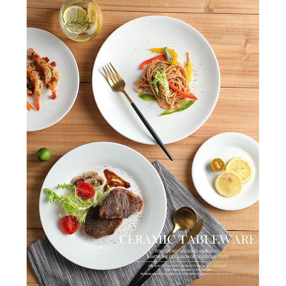 White ceramic flat plate 6 / 7 / 8 / 9 / 10 inch | Shopee Malaysia