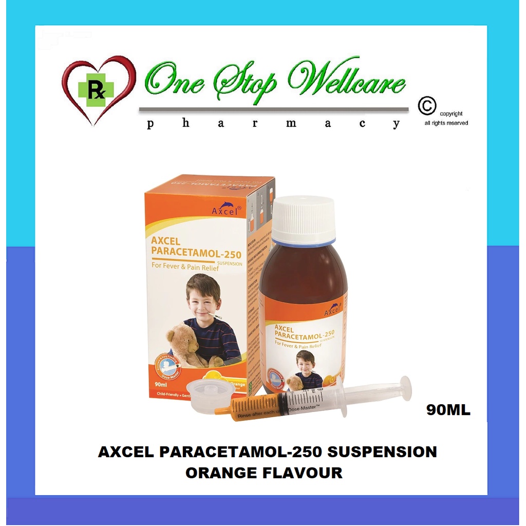 AXCEL PARACETAMOL-250 SUSPENSION ORANGE FLAVOUR 90ML (EXP: 12/2027 ...
