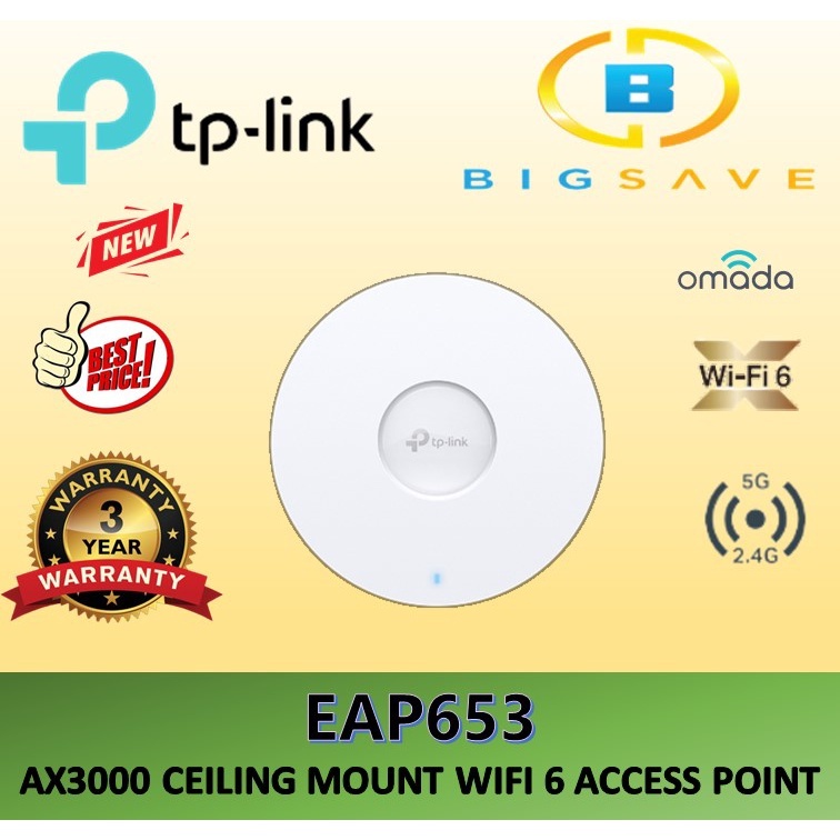 TP-LINK EAP653 AX3000 CEILING MOUNT WIFI 6 ACCESS POINT | Shopee Malaysia