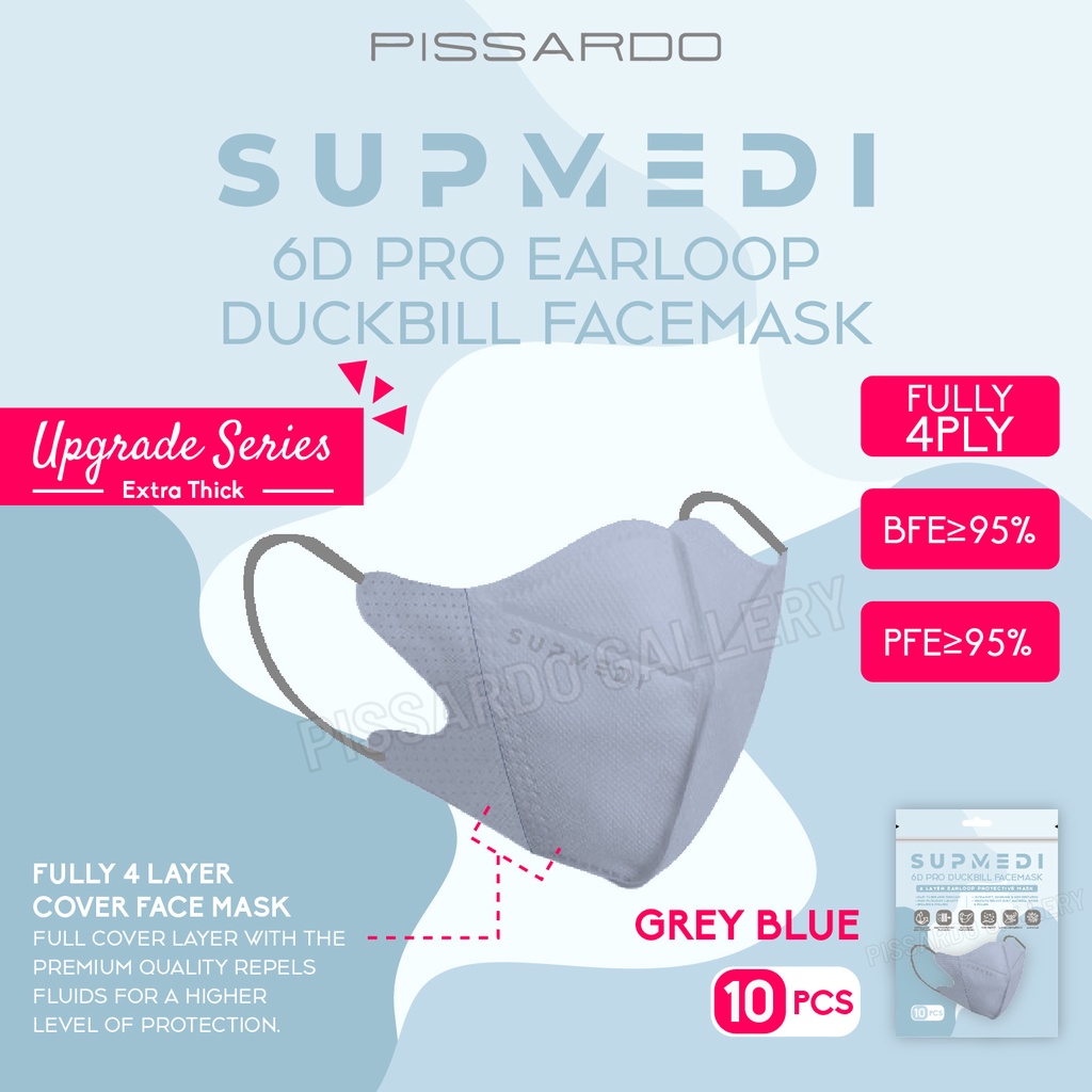 【SUPMEDI 6D PRO DUCKBILL HEADLOOP / EARLOOP MASK】10pcs/Pack 4Ply Adult ...