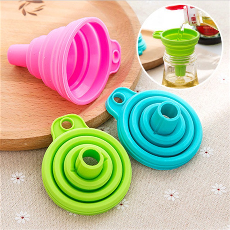 New Portable Silicone Folding Funnels Mini Collapsible Funnel Liquid Dispensing Funnel Hopper ...