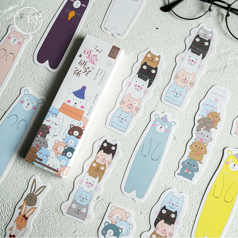 【30pcs】Cute Animal Paper Bookmarks Page Marks Writable Animal Bookmark ...
