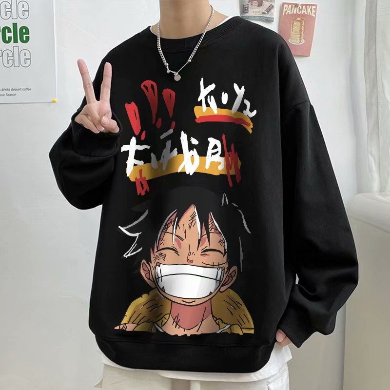 Baju Sweatshirts Lelaki Cartoon Anime One Piece Luffy printed Sweater ...