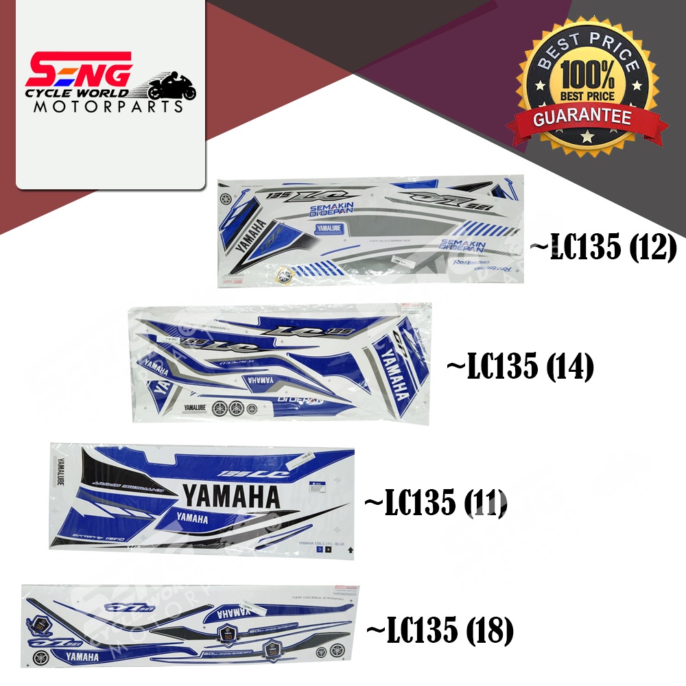 LC135 NEW V2/ V3/ V4/ V5/ V6/ V7 BODY STICKER SET - DPBMC BLUE GP1, GP2 ...