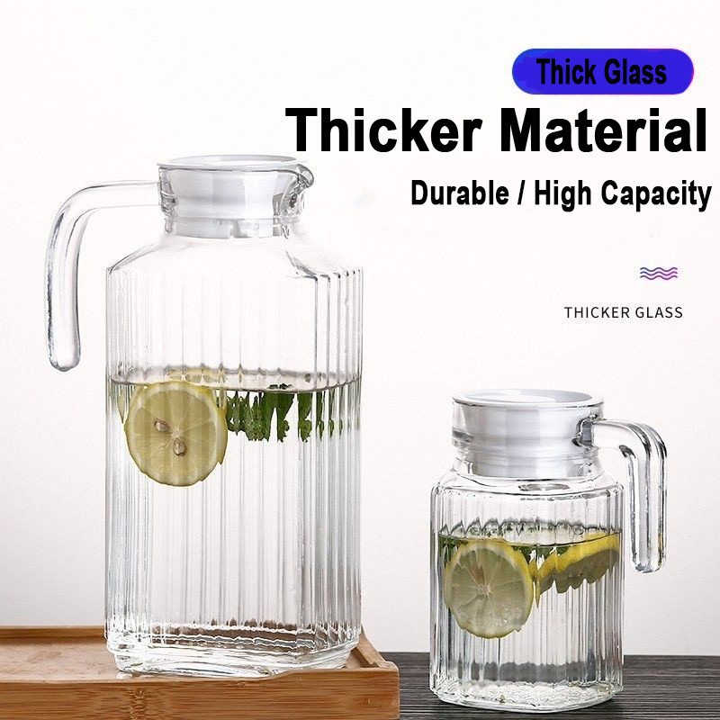 1.10L/1.8L Glass Water Jug TeaJar Juicer Try Thicked Glass Jar With Lid ...