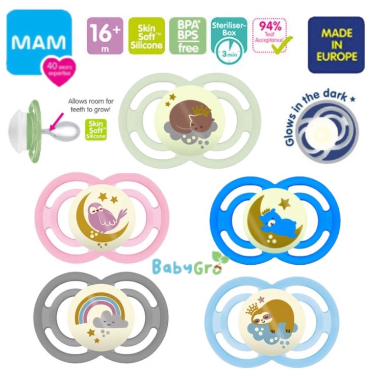 MAM Perfect Night Pacifier 16+ Months ( single pack ) Glow in Dark ...