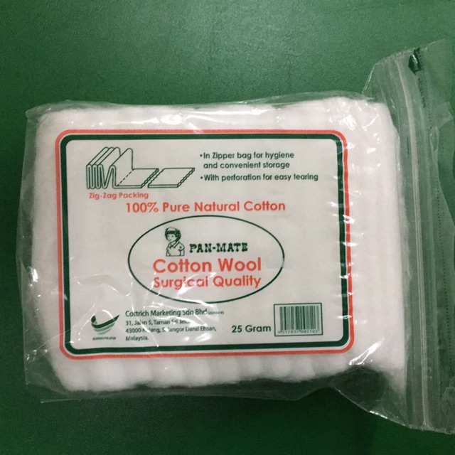 Pan-Mate Cotton Wool Surgical Quality zig-zag packing ( 25g ) | Shopee ...