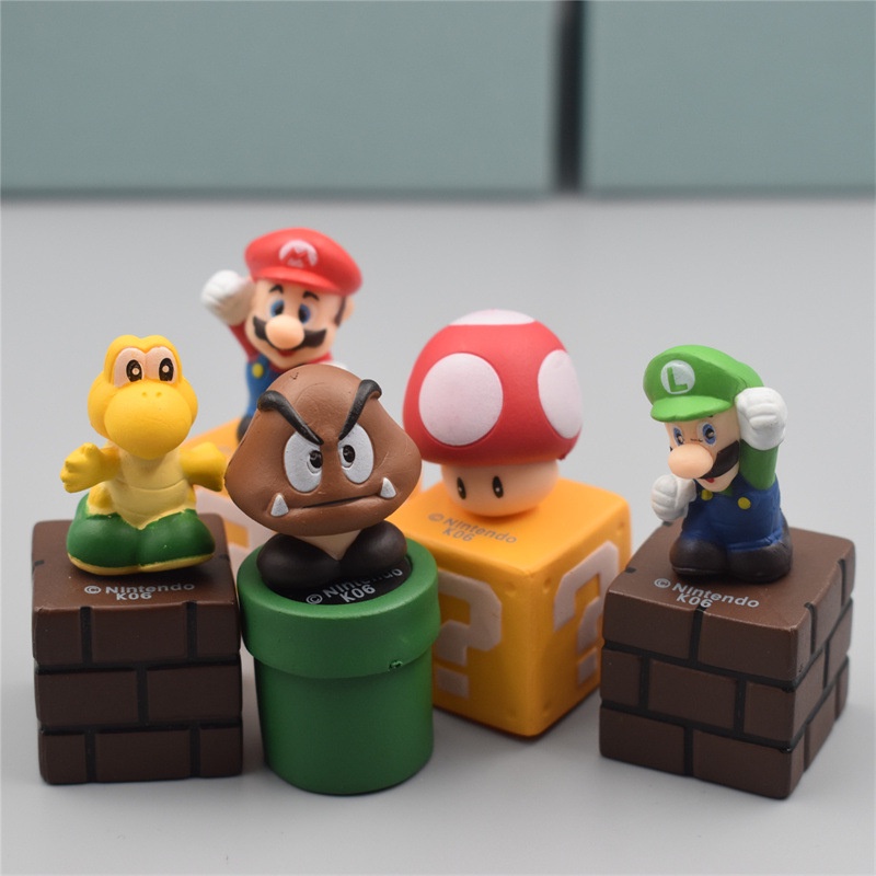 5Pcs/Set Japan Game Super Mario Bros Luigi Koopa Mario Red Mushroom ...