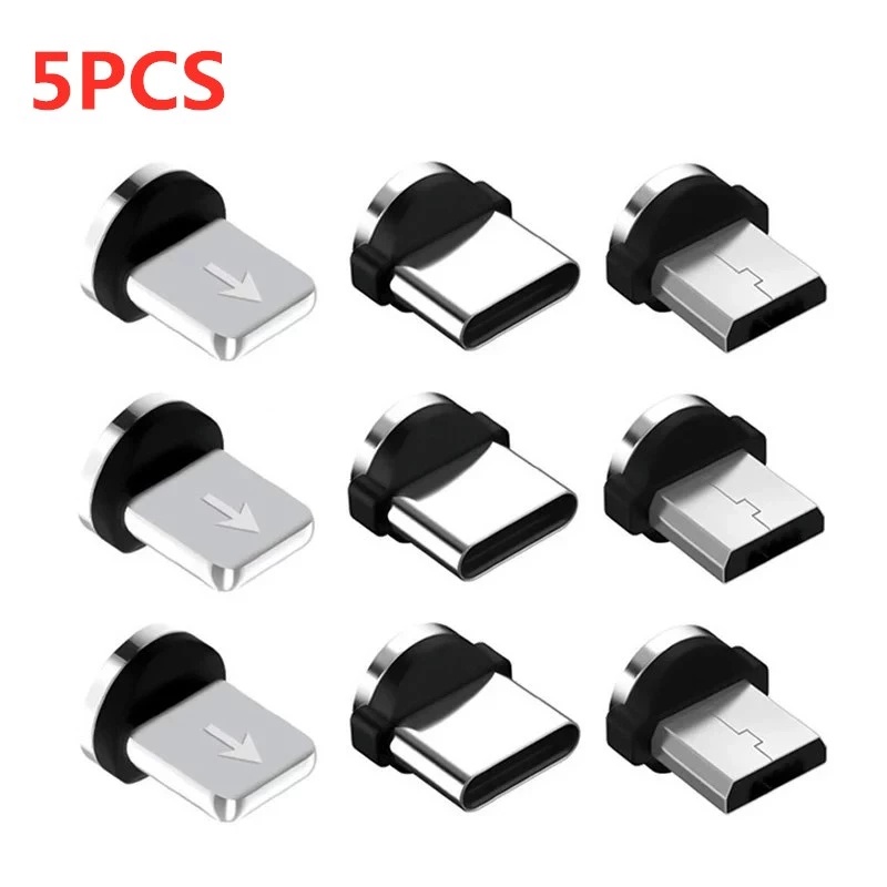 5PCS Round Magnetic Cable plug Type C Micro USB C Plugs Fast Charging ...