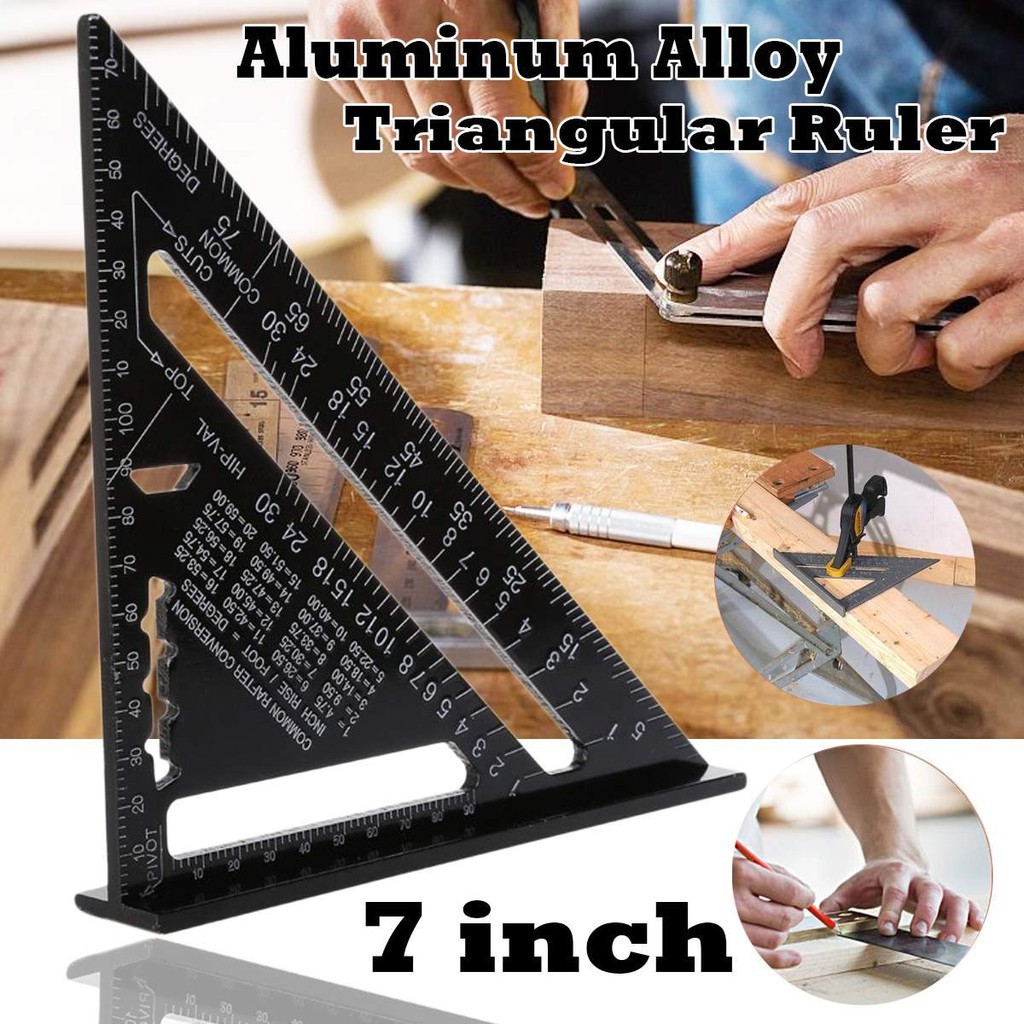 7" Triangular Ruler Square Metric Aluminium Alloy Triangle Angle Ruler ...