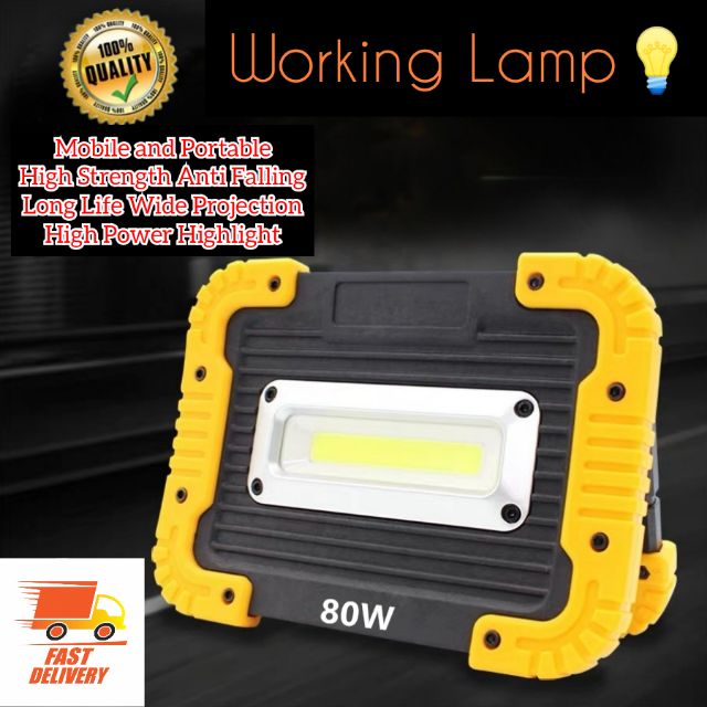 80W LED Work Lamp Portable Camping Light Outdoor Emergency Fishing ...