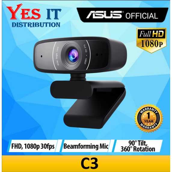 Asus Webcam C3 FHD 30 FPS Recording Beamforming Microphone Wide-angle ...