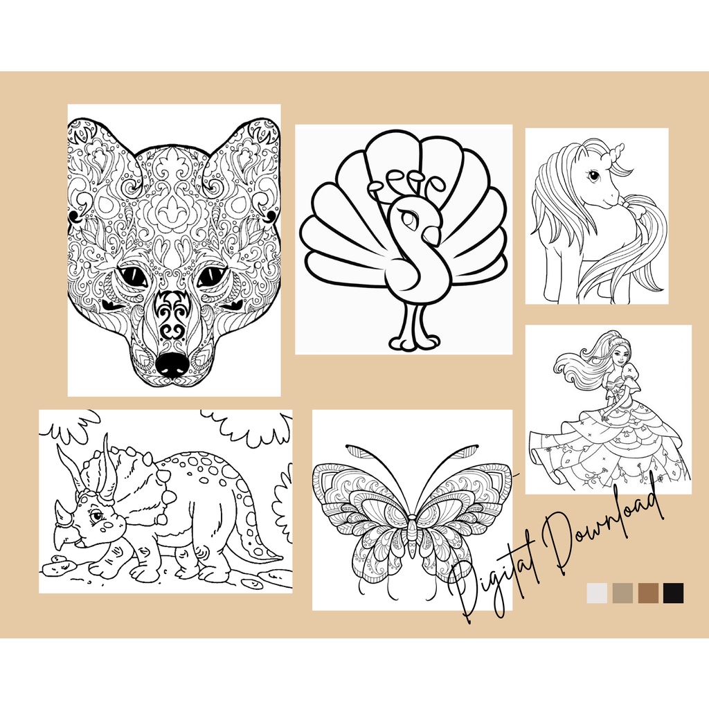 Softcopy/PDF format Coloring Template for kids 36 pages Free 6 pages ...