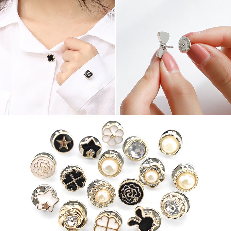 10Pcs Button Pin Prevent Accidental Exposure Blouse Buttons Brooch Pins ...