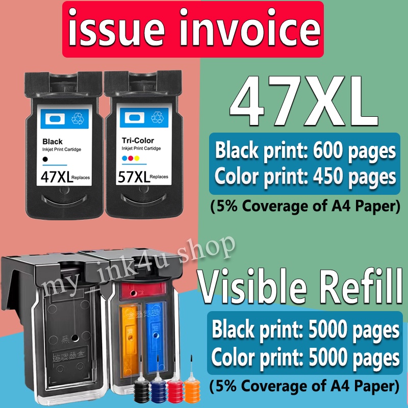 PG-47XL CL-57XL PG47 47XL CL57 57XL Ink Cartridges for Canon PIXMA ...