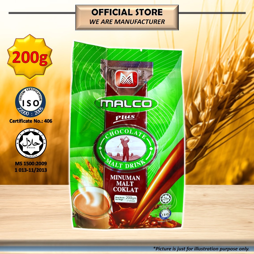 200 GM | Minuman Coklat Malt | Chocolate Malt Drinks | HALAL | KUAT Chocolate Taste | MALCO ...