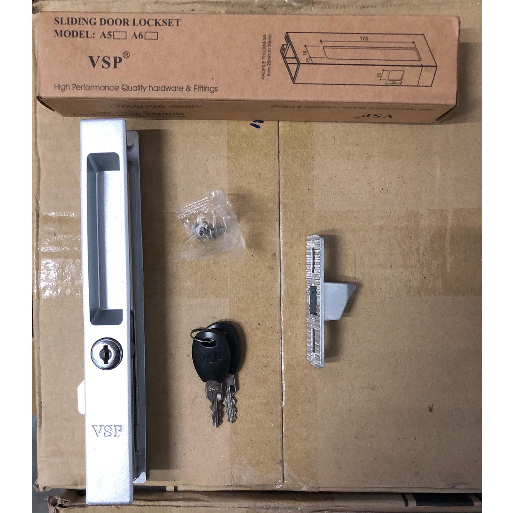 A-6(KEY) (Silver / Black Colour) Sliding Door Lock Aluminium Sliding ...