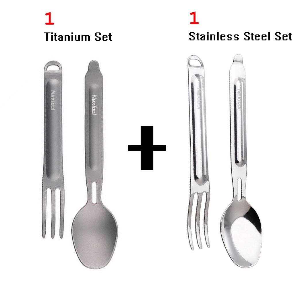 NexTool Titanium Portable Fork and Spoon Set, Fork and Spoon 2-in-1 ...