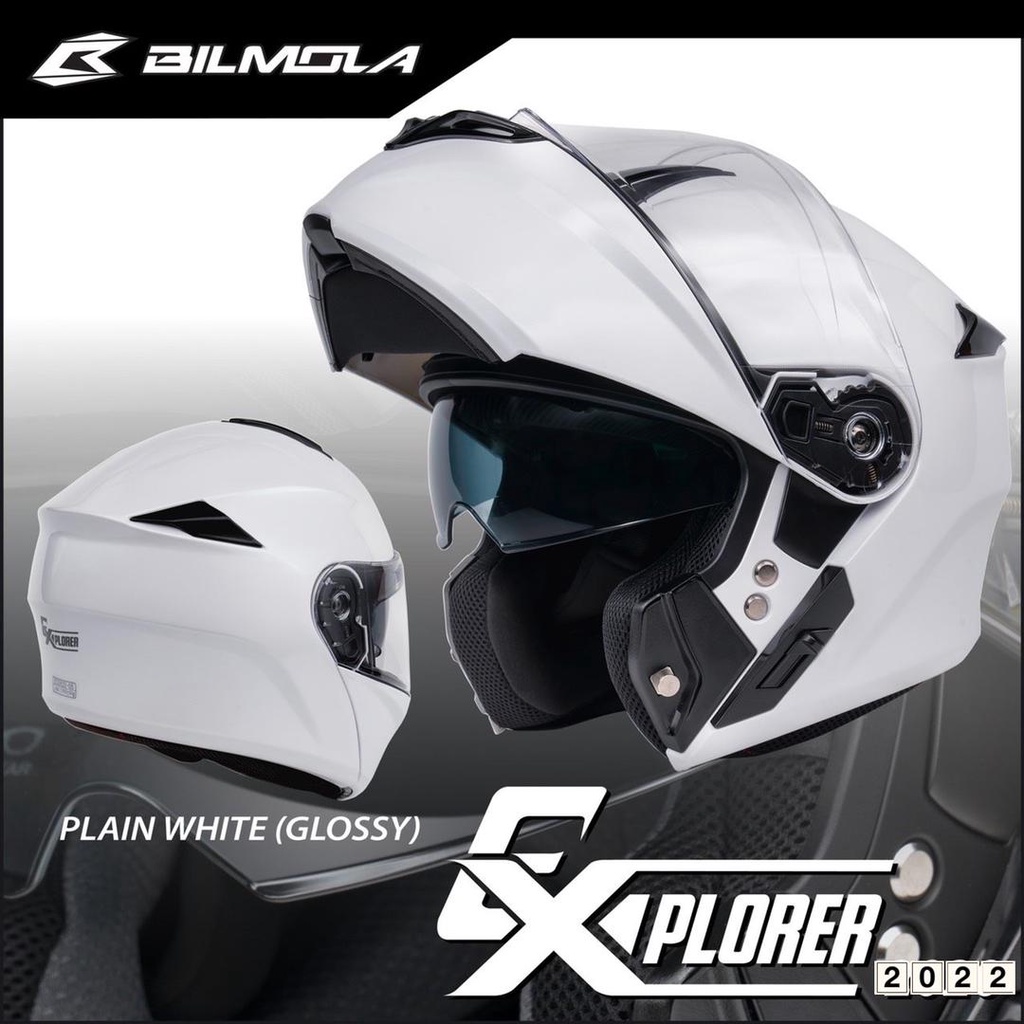 BILMOLA Helmet EXPLORER-PLAIN WHITE | Shopee Malaysia