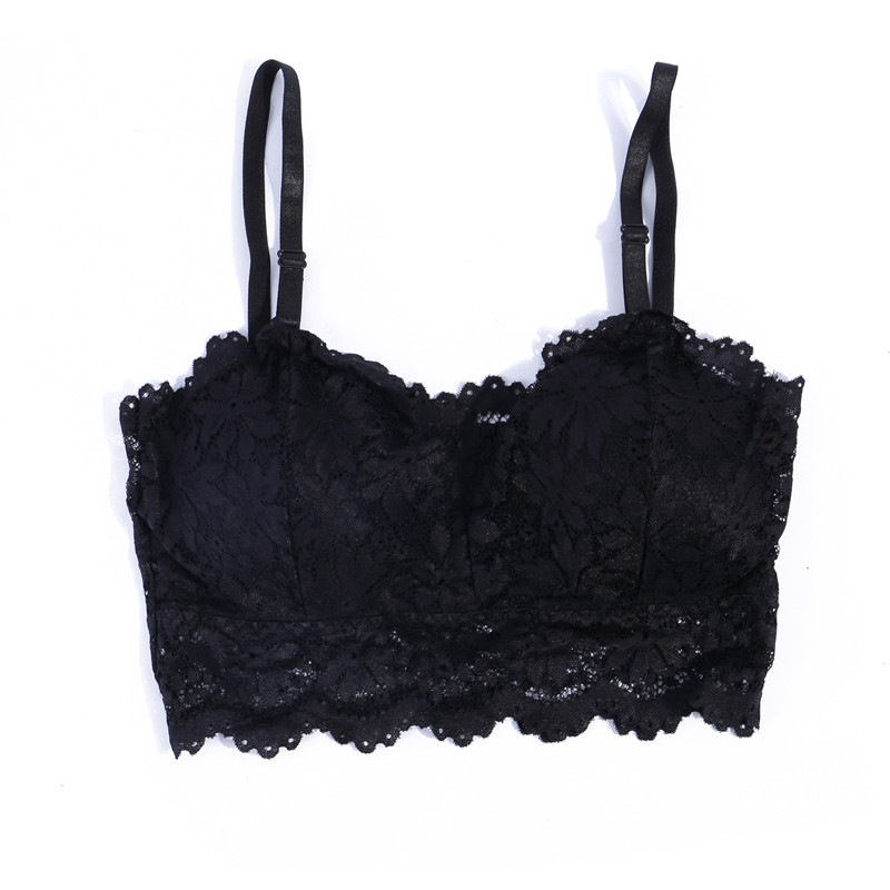 Lace Tube Tops Underwear Padded Women Bra Crop Top V Neck Sexy Female