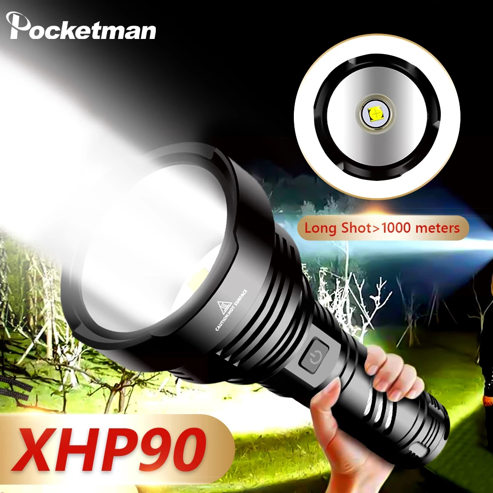 New XHP90 4-core Most Powerful Led Flashlight Torch Light Rechargeable ...