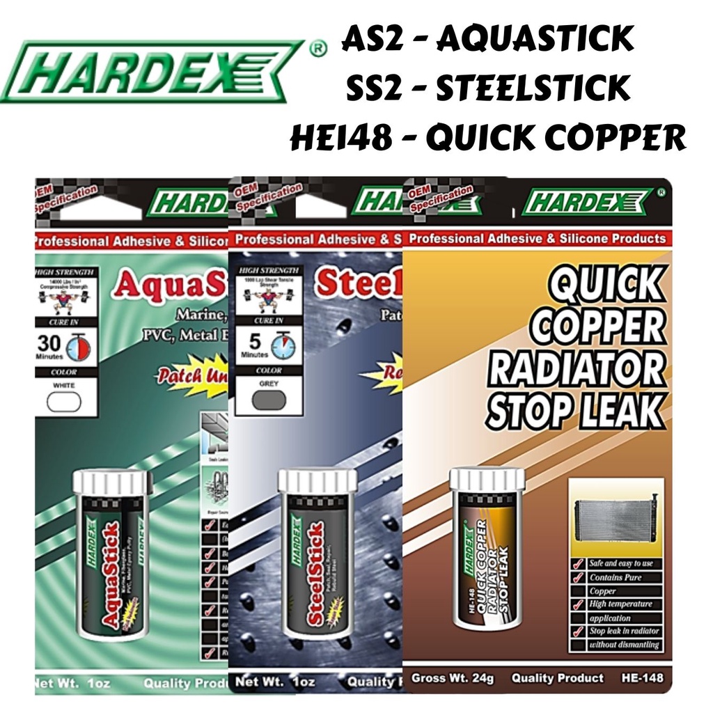 HARDEX AS2 / SS2 / HE148 Aquastick Underwater Epoxy Compound/SteelStick ...