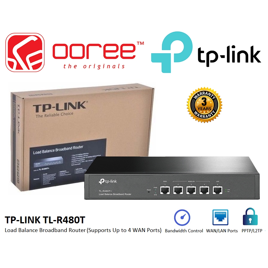 TP-LINK TL-R470T+ /TL-R480T+ / OMADA ER605 (TL-ER605) STD 5-PORT MULTI ...