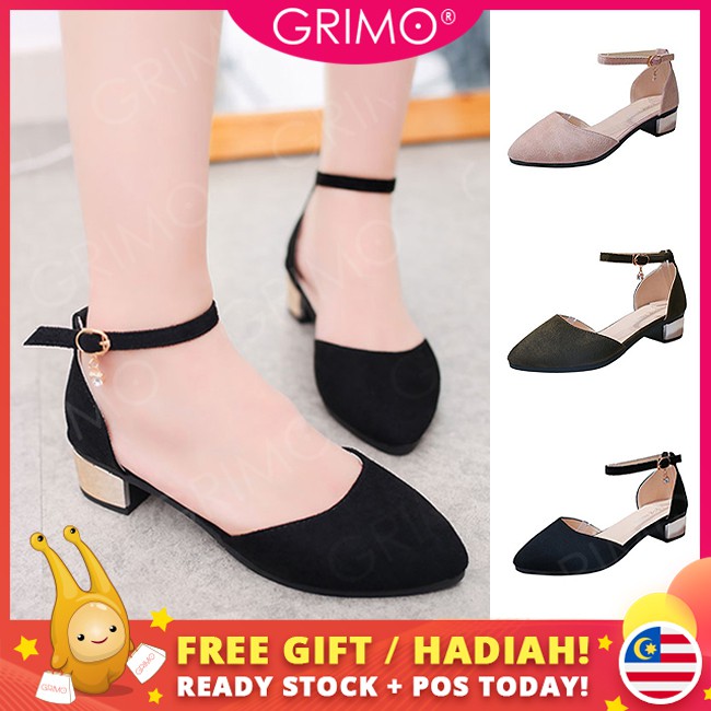 READY STOCK💝GRIMO Rounded Emelina Highheel Sandal Kasut Tinggi Slipper ...