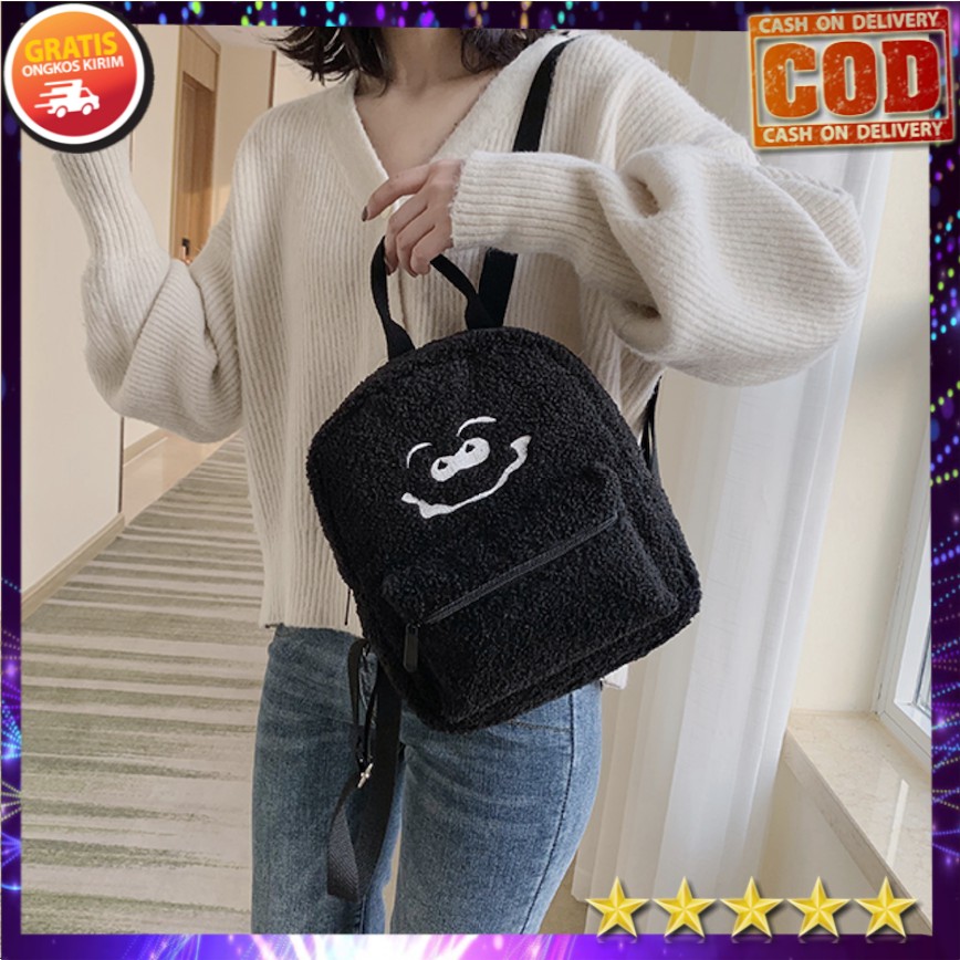 Ljy60 Bag Backpack Women Korean Backpack Curly Mini Smile Cartoon ...